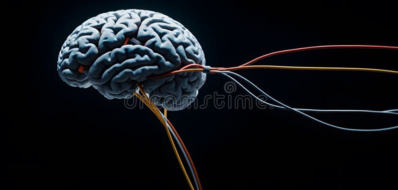A Computer Generated Image of a Human Brain with Wires Coming Out of it ...