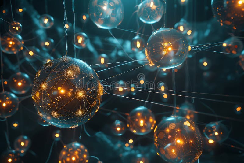 Illuminated Sphere Network: a Digital Art Visualization Stock ...