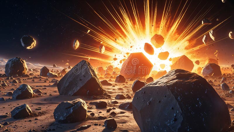 Stunning Digital Space Art with Asteroid Field Stock Illustration ...