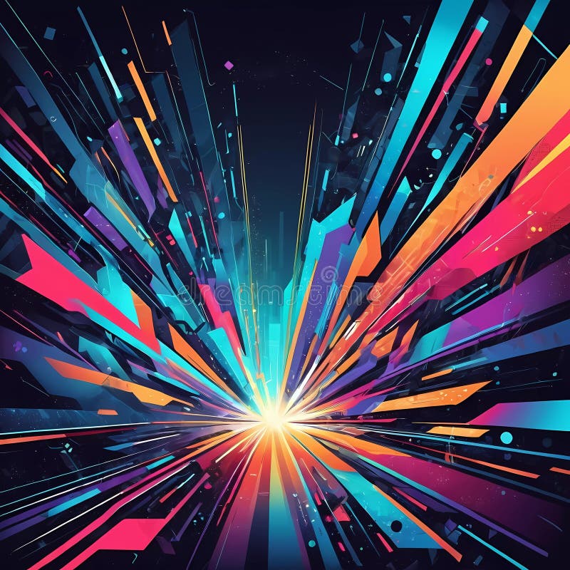 Digital Artwork Depicts an Explosion of Colors and Shapes, Representing ...