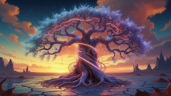 Mechanical Tree of Life Wallpaper & Background – Surreal Copper-Wired ...