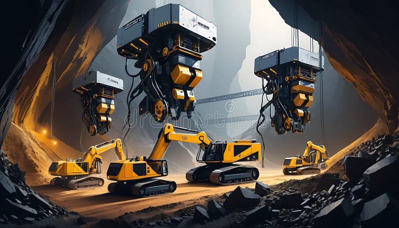 Futuristic Mining Operation Stock Illustration - Illustration of ...