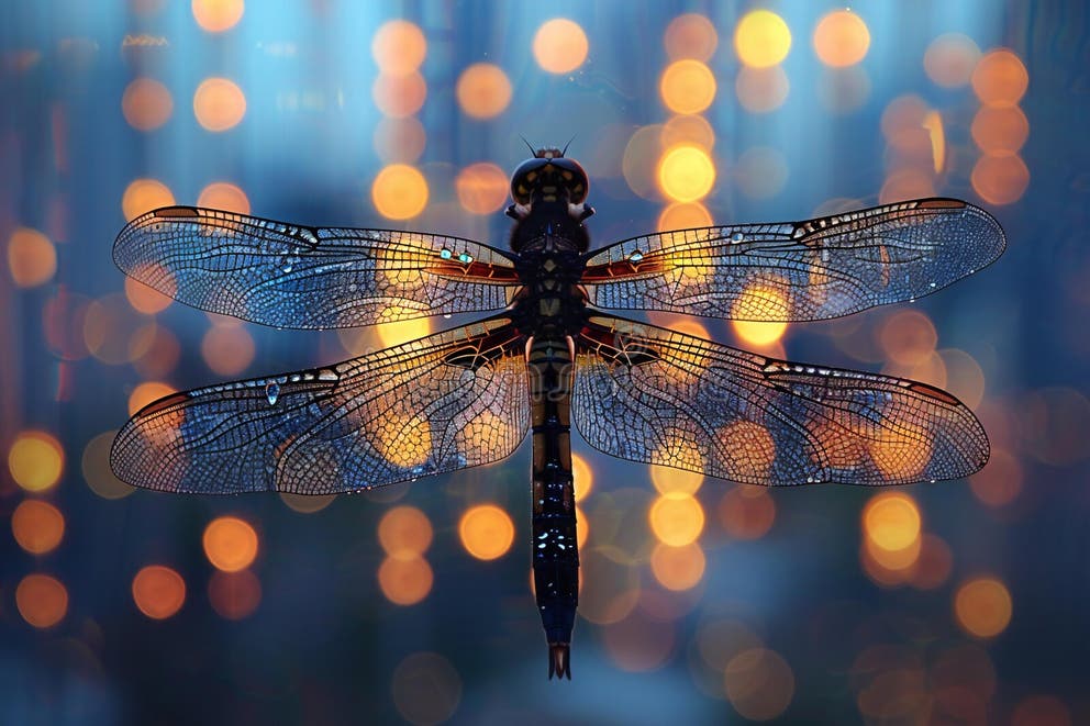 Digital Artwork of Dragonfly Silhouette Against the Backdrop of an ...