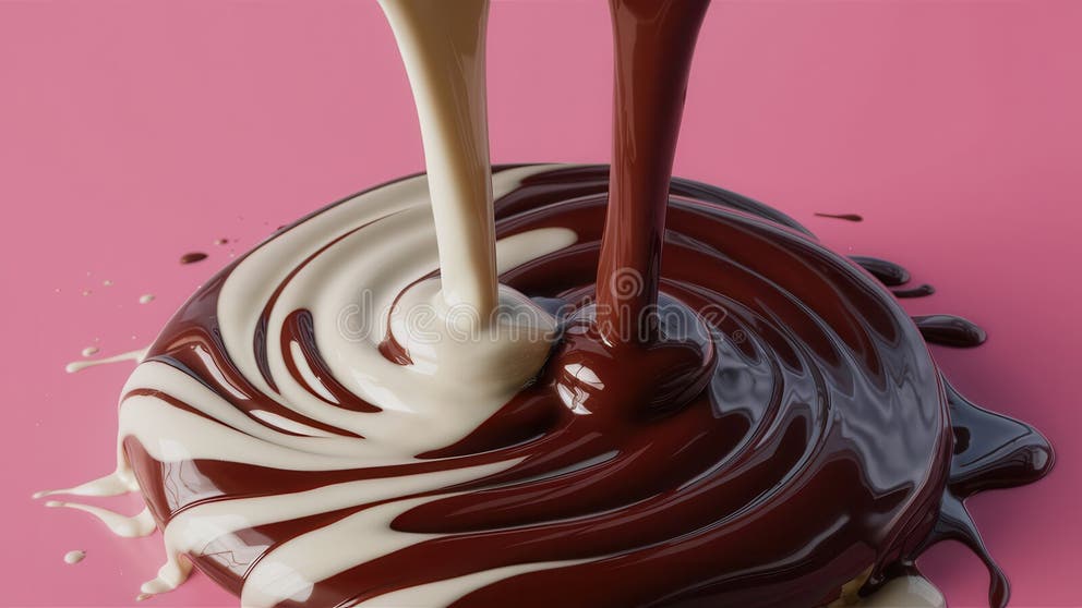 Digital Artwork of Drizzling Chocolate in a Stylized Design Stock ...