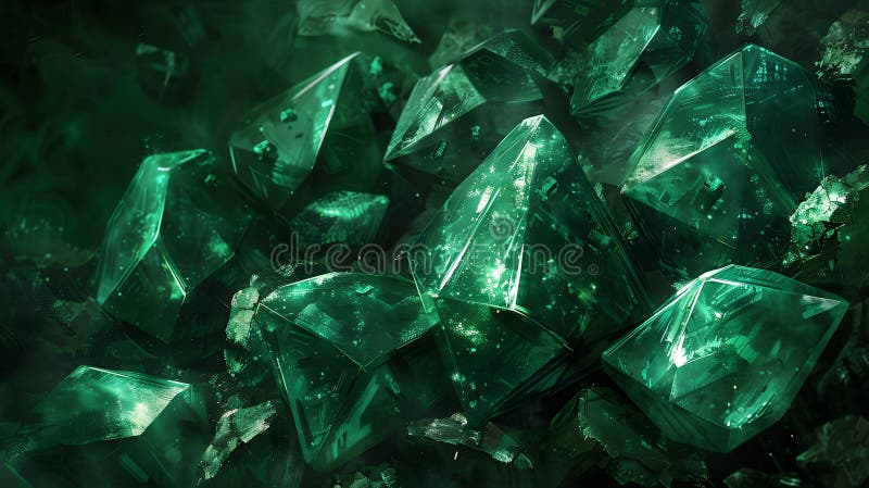 Emerald Gemstones, Realistic Texture & Light Play Stock Illustration ...