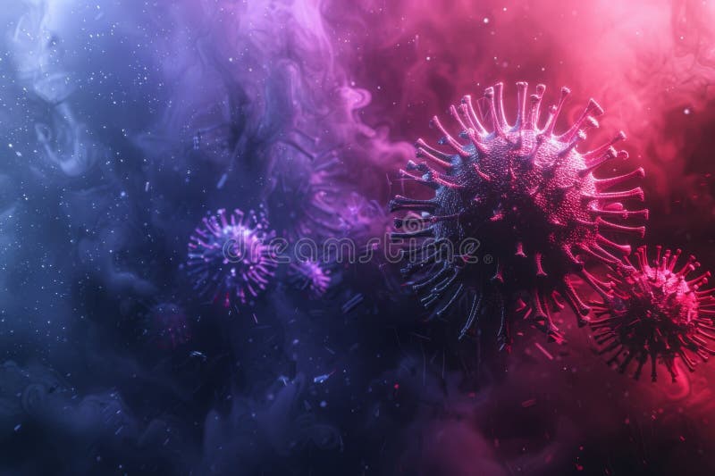 Abstract Virus Art with Vibrant Colors in a Cosmic Space. AI-generated ...