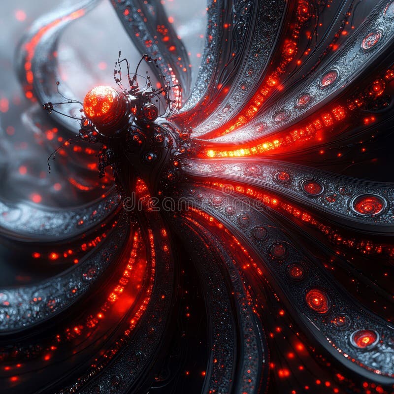 A Digital Artwork Features a Dark, Octopus-like Creature with Glowing ...