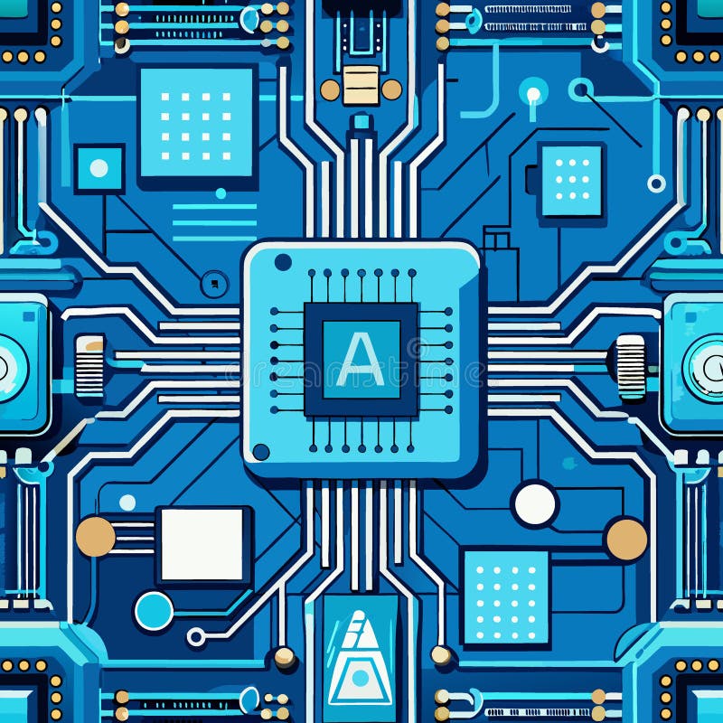 Digital Circuit Board Illustration Showcasing Complex Connections and ...