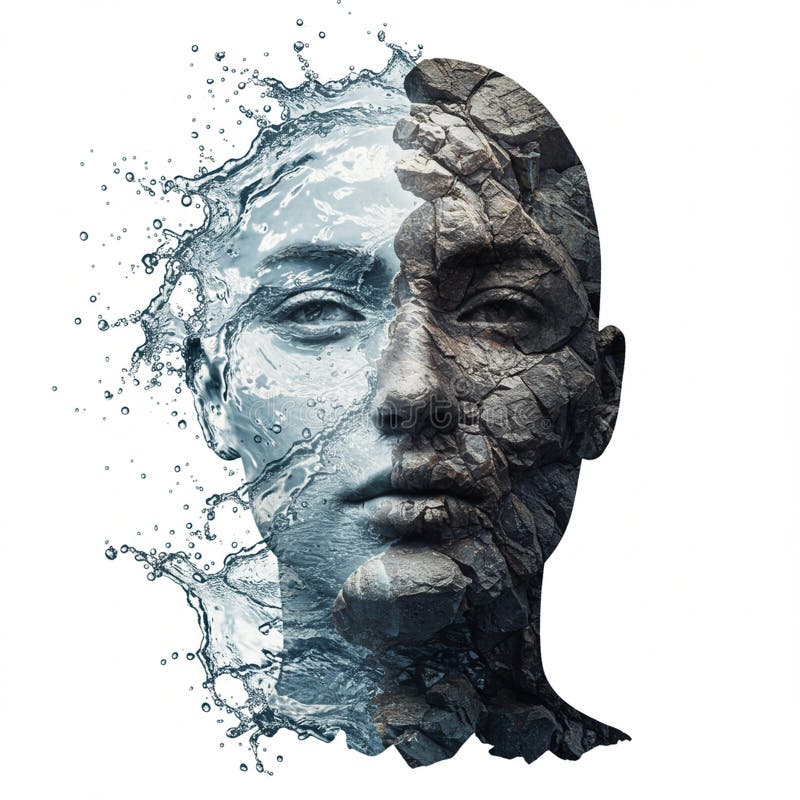 A Digital Artwork Features a Human Face Merging Two Contrasting ...