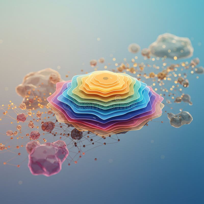 A Digital Artwork Features a Layered, Multicolored, Symmetrical ...