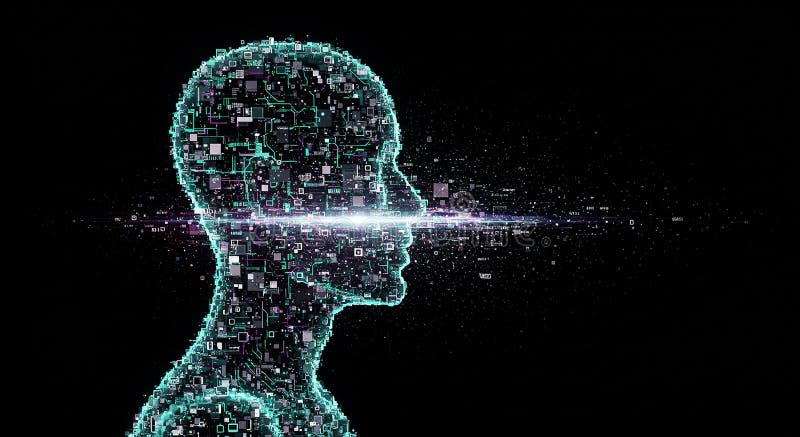 Digital Artwork Features a Pixelated Human Profile Composed of Small ...