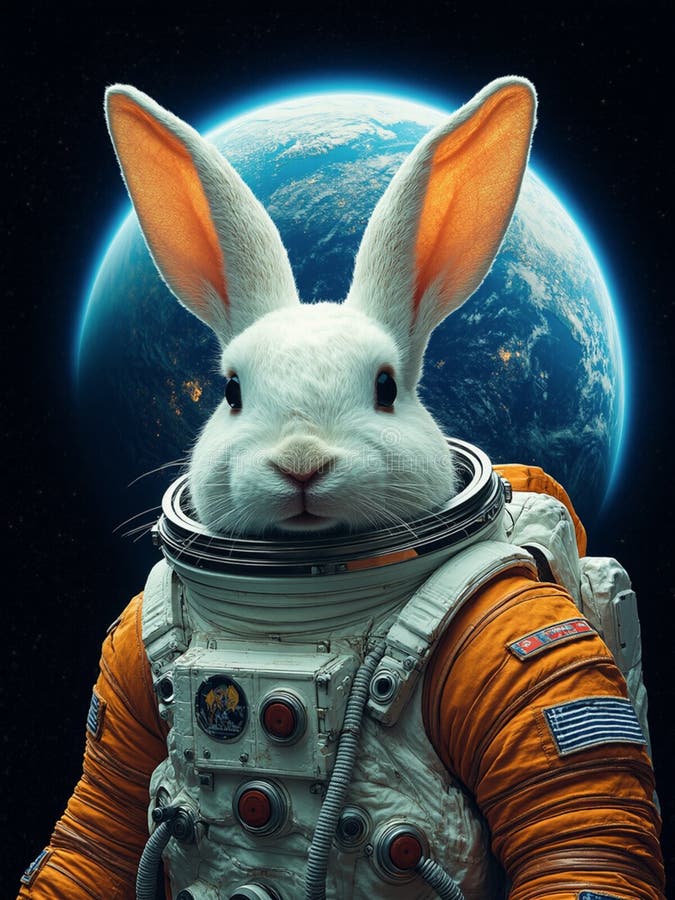 Astronaut Rabbit stock illustration. Illustration of whimsical - 364579464