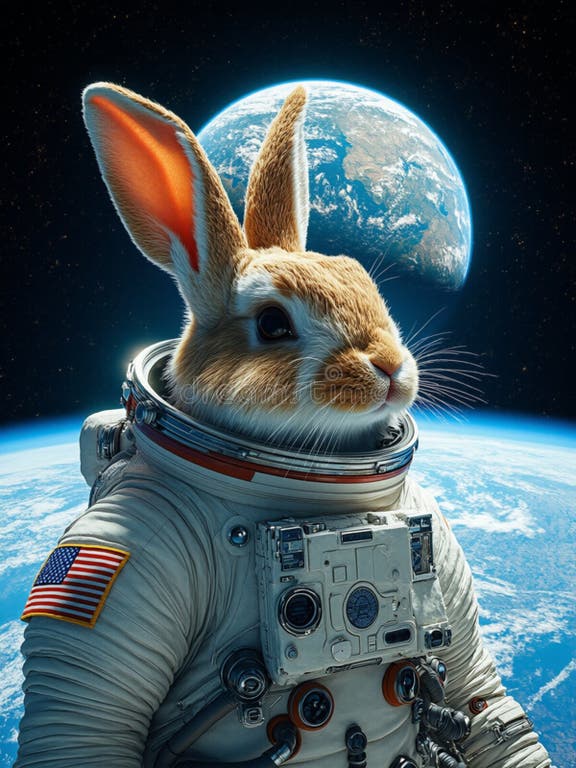 Astronaut Rabbit stock illustration. Illustration of earth - 364579491