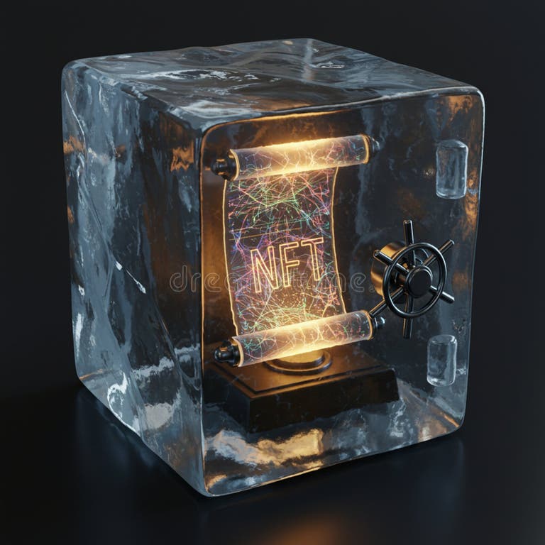 A Digital Artwork Features a Transparent Cube Resembling Ice, Encasing ...