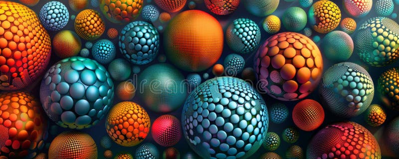Abstract Multicolored Spheres with Geometric Patterns in Vibrant ...