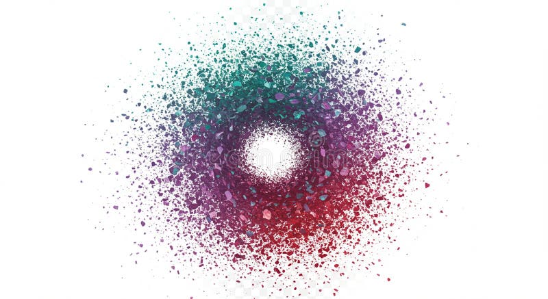 A Digital Artwork Featuring a Circular Burst of Fragmented Particles on ...