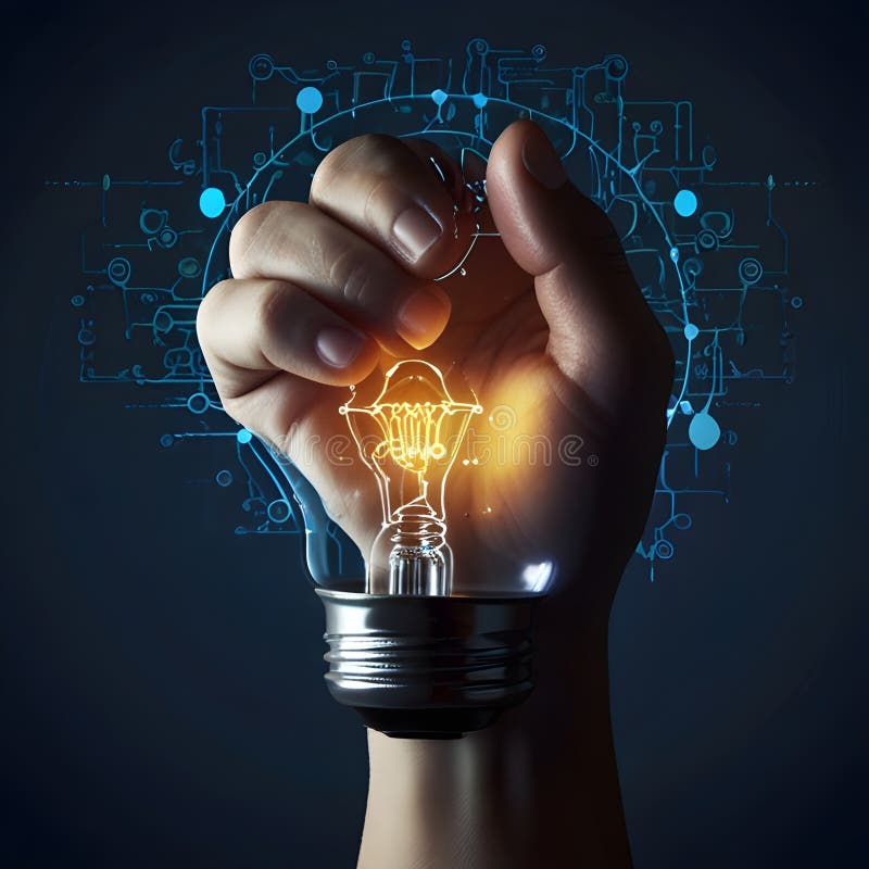 Digital Artwork Featuring a Close-up of a Human Hand Gripping a Glowing ...