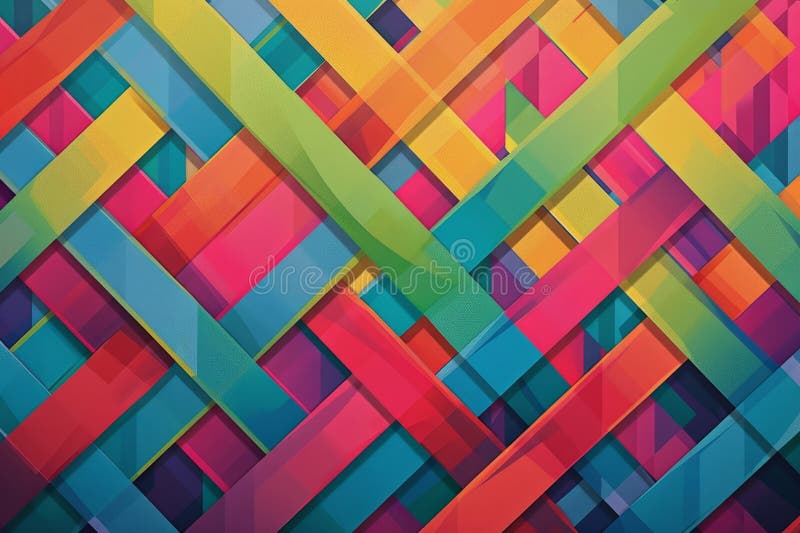 A Digital Artwork Featuring a Geometric Pattern of Overlapping Rainbow ...