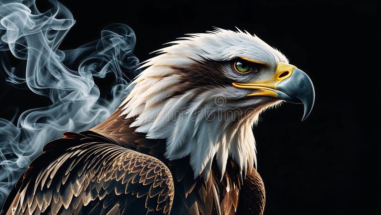 Realistic Eagle Side Profile Digital Artwork on Solid Black Background ...