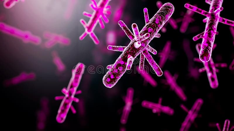 A Group of Pink Bacteria on a Black Background Stock Illustration ...