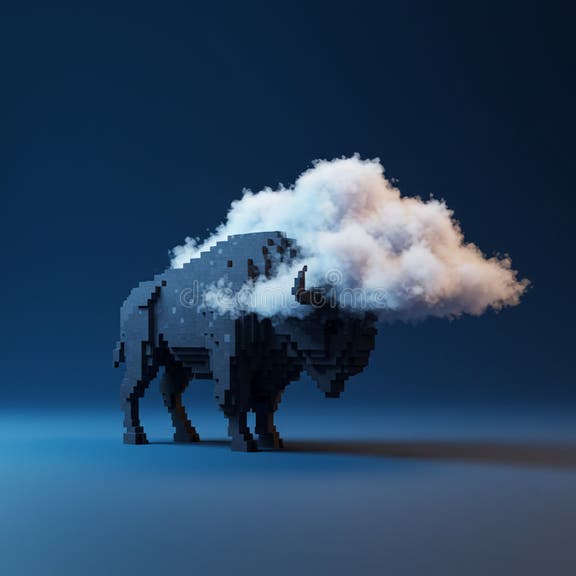 A Digital Artwork Featuring a Pixelated Bison, Blending Virtual and ...