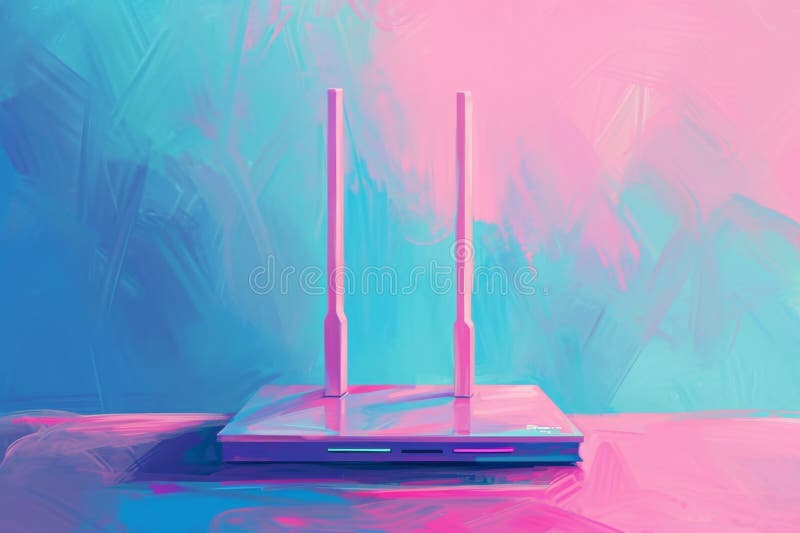 A Digital Artwork Featuring a Router Painted with Shades of Pink and ...