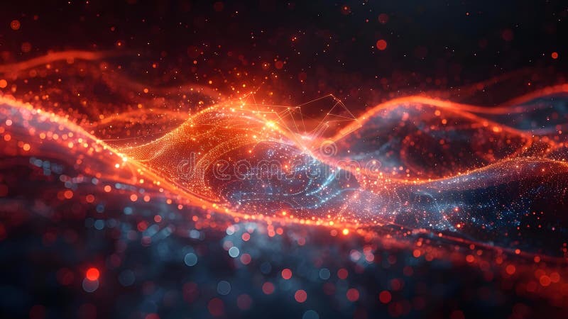 Digital Artwork Featuring Sound Waves and Neural Network Dots in a ...