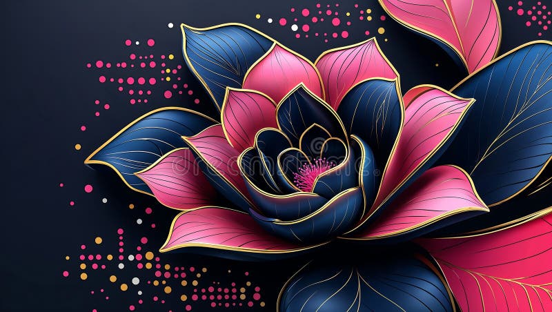 Asymmetrical Stylized Floral Digital Artwork with Right-Centered Design ...
