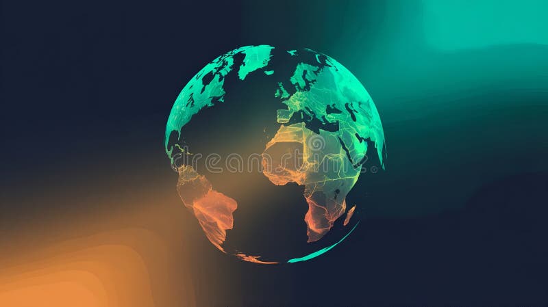 A Digital Artwork Featuring a Stylized Representation of Earth with a ...