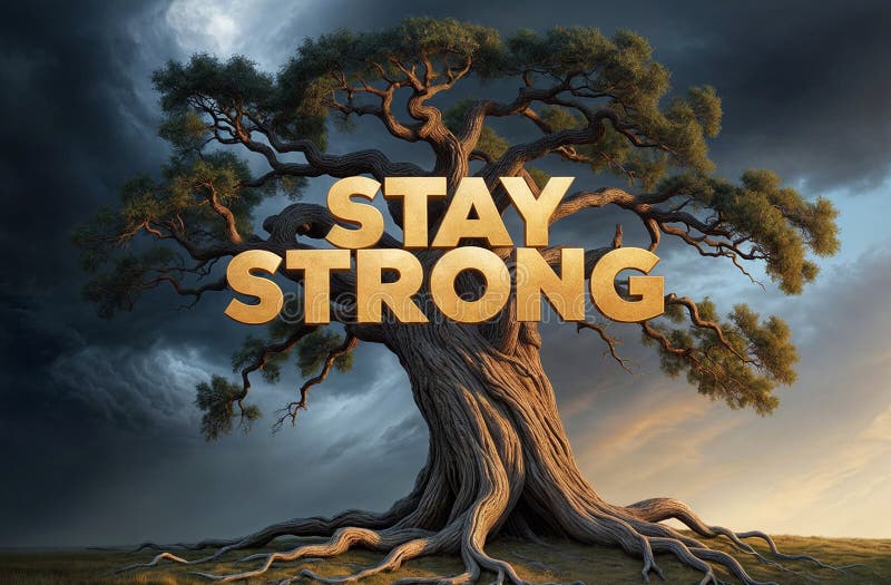 A Digital Artwork Featuring a Tree with the Text Word Phrase STAY ...