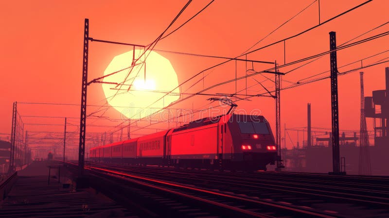 In a Digital Artwork Featuring Warm Tones and a Wide-angle Composition ...