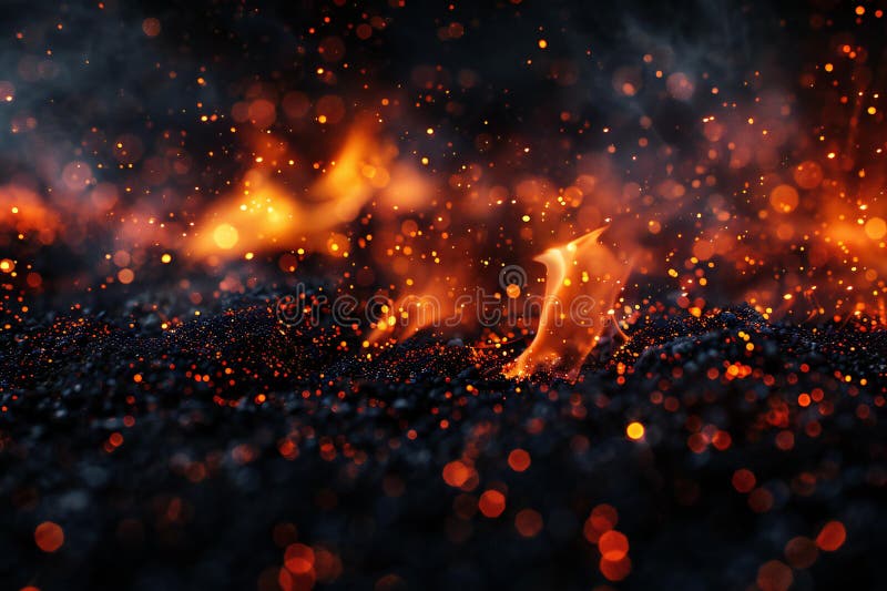 Digital Artwork of Fire Ember Particles Over a Black Background, with a ...
