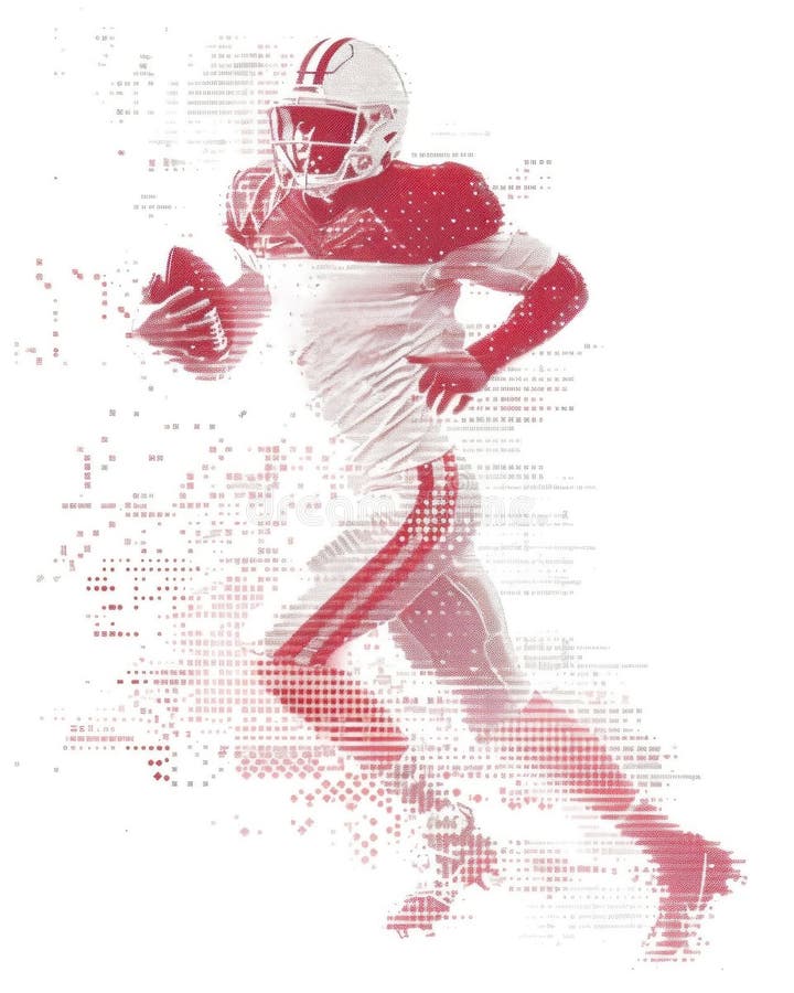 Digital Artwork of a Football Player in Motion, Created with Intricate ...