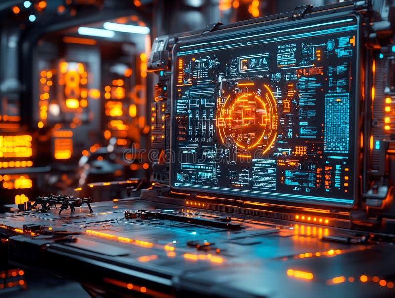 Digital Artwork of a Futuristic Interior Scene, Featuring a Complex ...