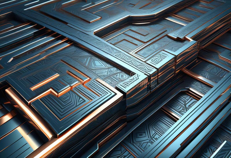 Digital Artwork of a Futuristic Patterned Metal Texture Stock ...