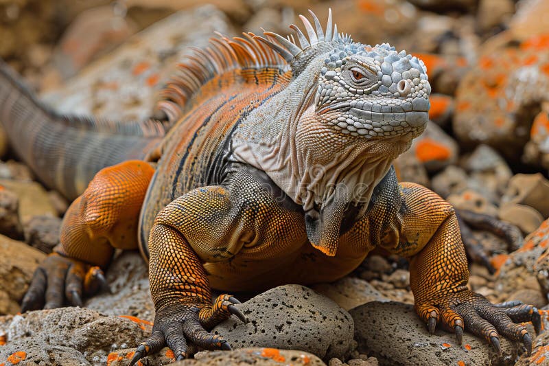 Digital Artwork of Galapagos Giant Iguana on Rocks, High Quality, High ...