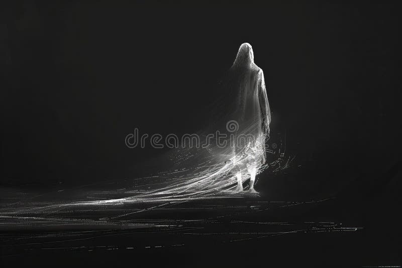 Digital Artwork of Ghostly Figure Floating in the Darkness, a Simple ...