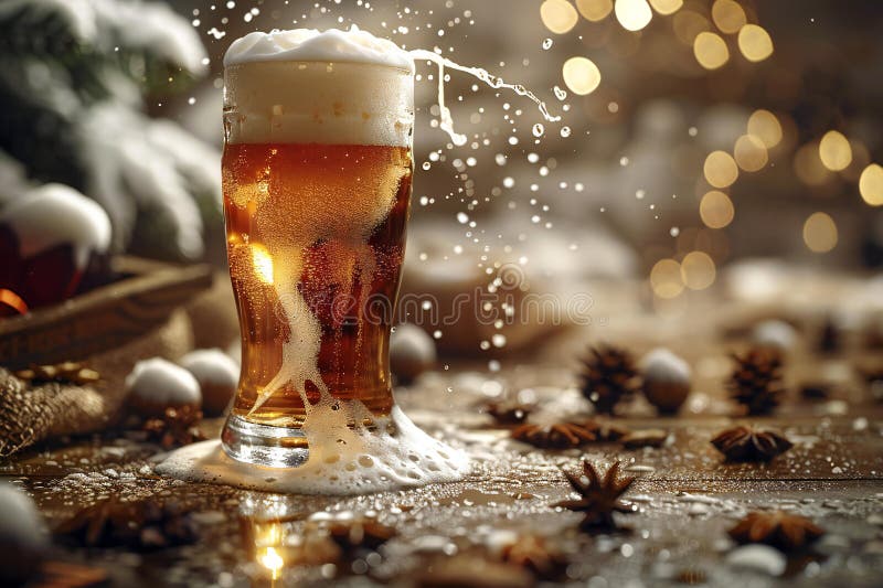 Digital Artwork of Glass of Beer with a Splash of Foam of Beer, High ...