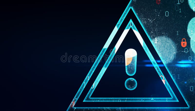 A Digital Artwork of a Glowing Blue Exclamation Mark Inside a Triangle ...