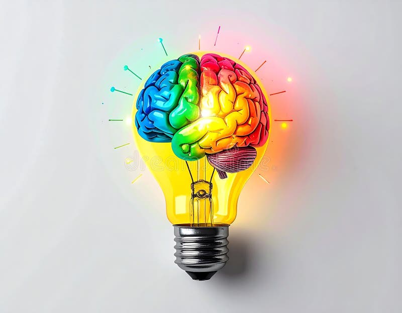 Creative Brain Light Bulb — Innovation and Idea Generation Concept, AI ...