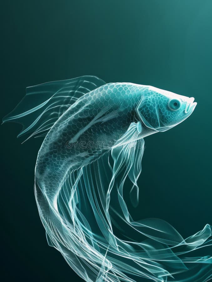 Digital Artwork of a Glowing, Transparent Fish with Elegant Fins. Stock ...