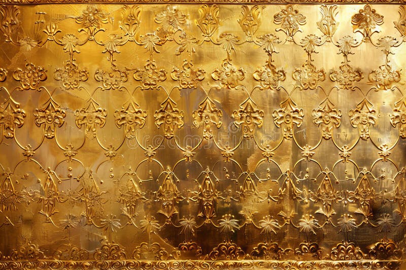 Digital Artwork of Golden Wall with an Intricate Pattern of Filigree ...