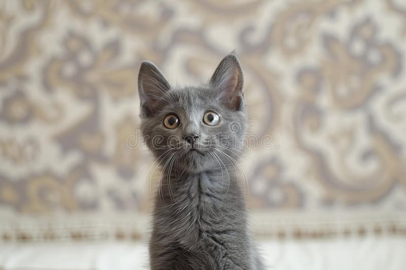 Digital Artwork of Grey Cat Standing Up Looking at the Camera Screen ...