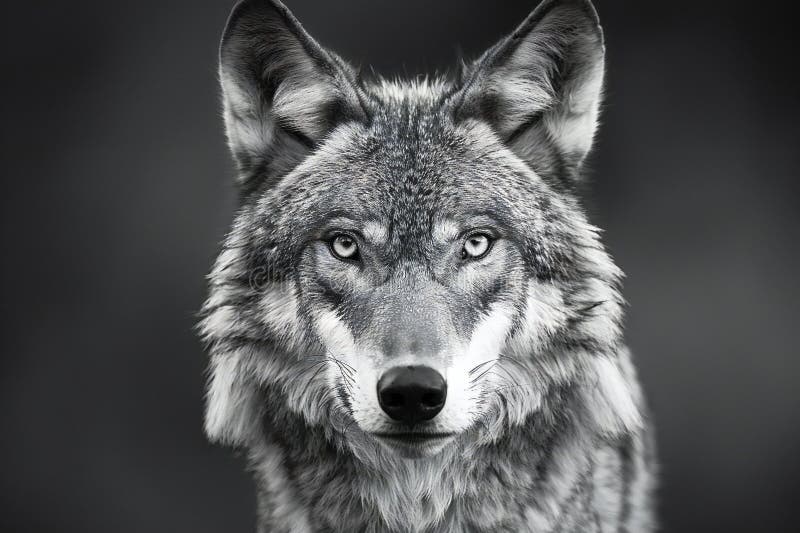 Digital Artwork of the Grey Wolf is in Black and White, High Quality ...