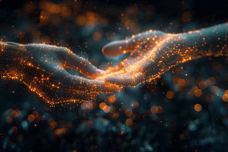 A Digital Artwork of Hands Exchanging a Virtual Currency Symbol ...