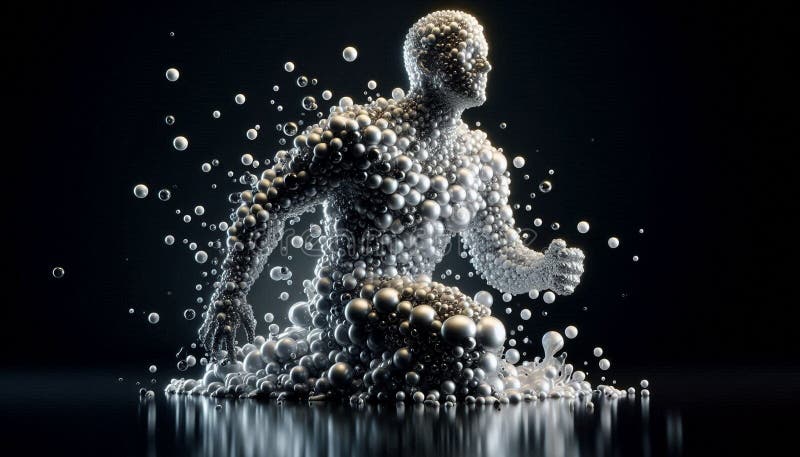 Digital Artwork of a Human Figure Made of Metallic Spheres. Stock ...
