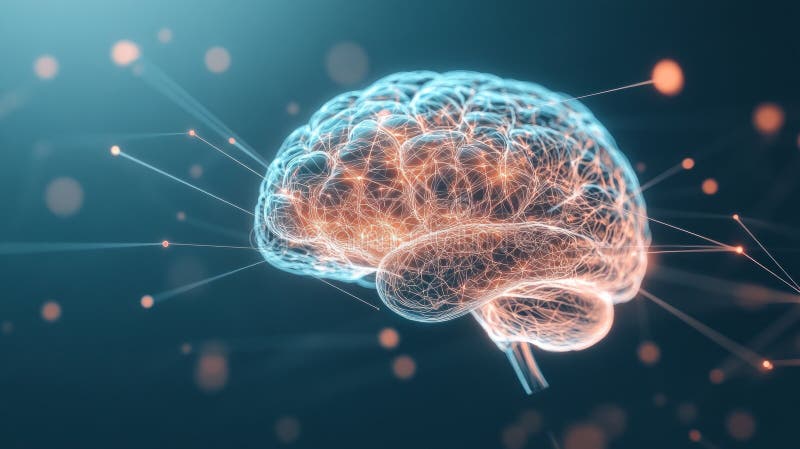 This Digital Artwork Illustrates the Human Brain with Glowing Neural ...