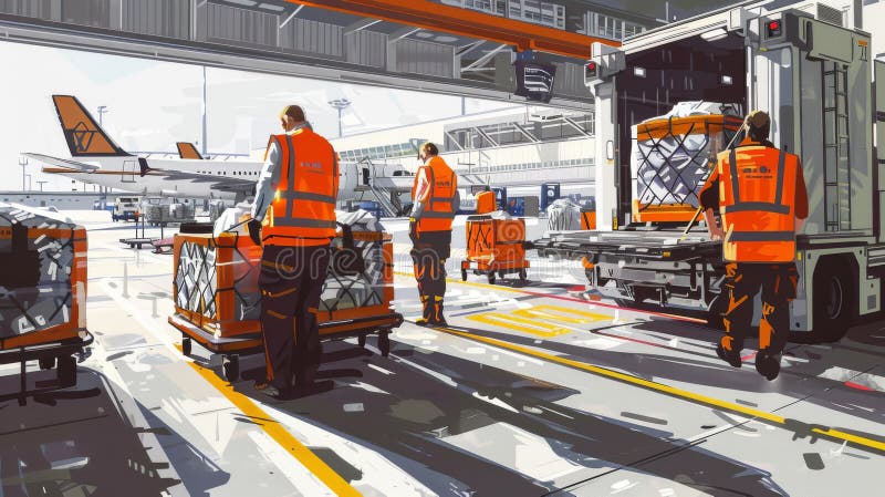 Dynamic Airport Cargo Handling Scene Stock Image - Image of fastpaced ...