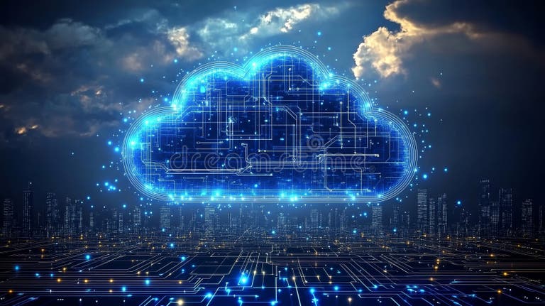 A Digital Artwork Illustrating Cloud Computing Technology within a City ...