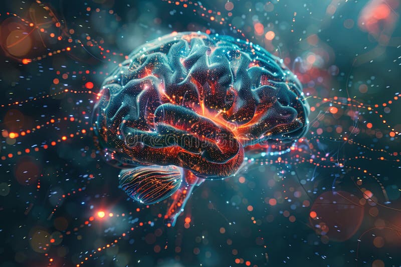 A Digital Artwork Illustrating a Complex Human Brain with Intricate ...